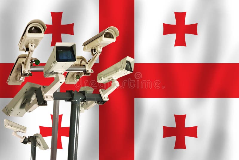 Georgian CCTV Camera on the Flag of Georgia Surveillance, Security ...