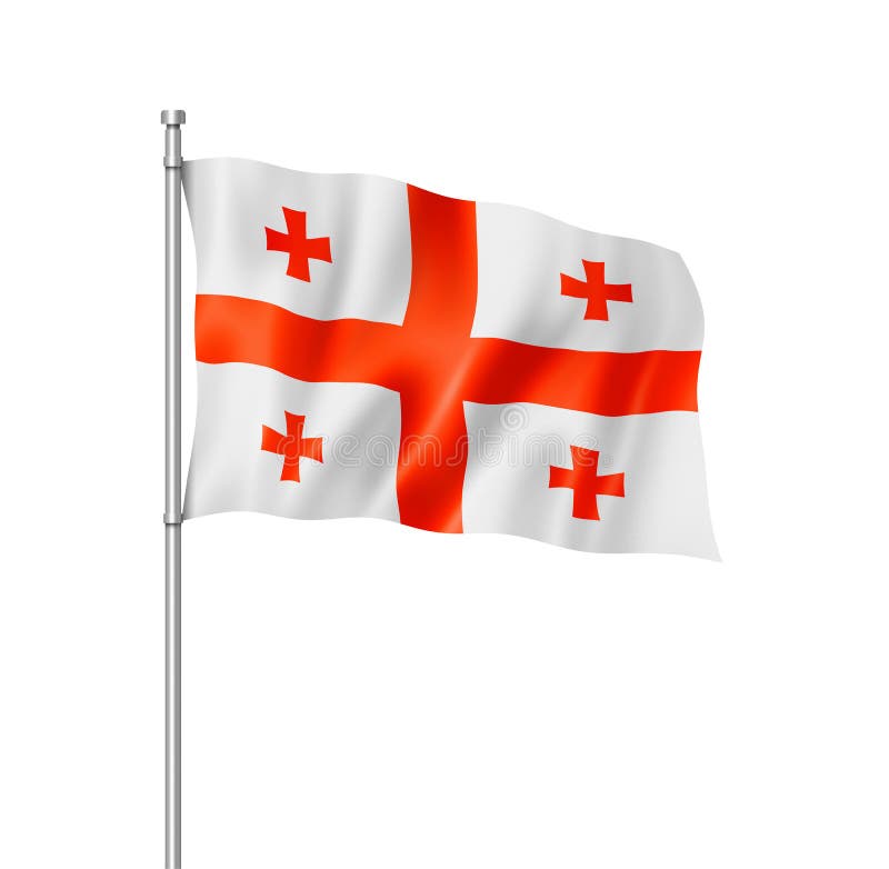 Georgian Flag Isolated on White Stock Illustration - Illustration of ...