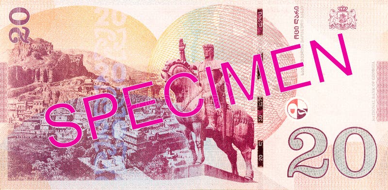 20 Georgian Lari Bank Note Full Frame Reverse Editorial Photography ...