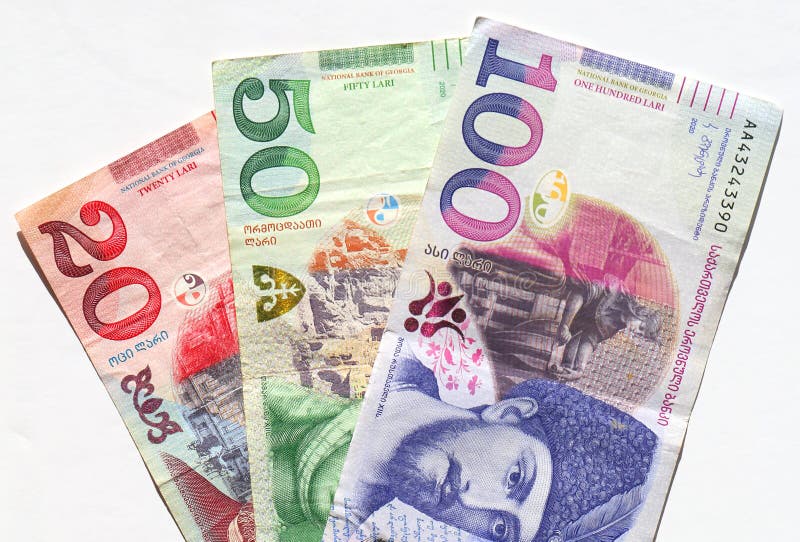 Georgian Lari Banknotes Isolated on White Stock Image - Image of change ...