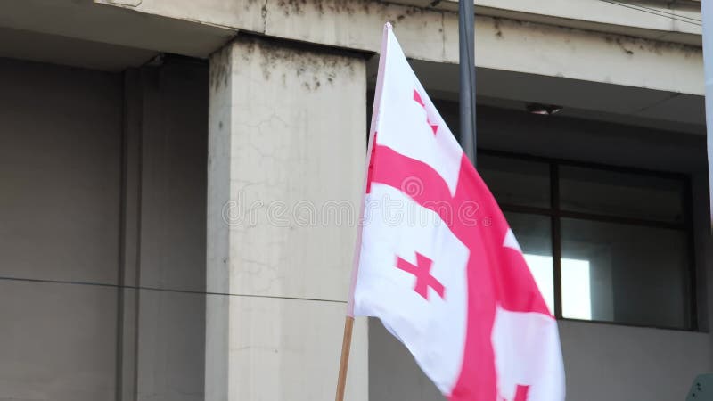 Georgian Flag Waving on a Building Stock Video - Video of exterior ...