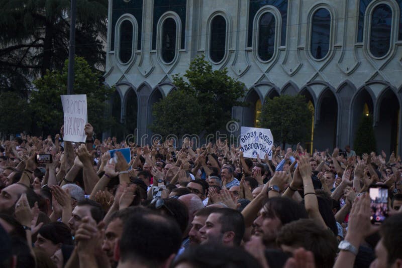 Georgian Protests in Front of the Parliament Editorial Stock Image ...