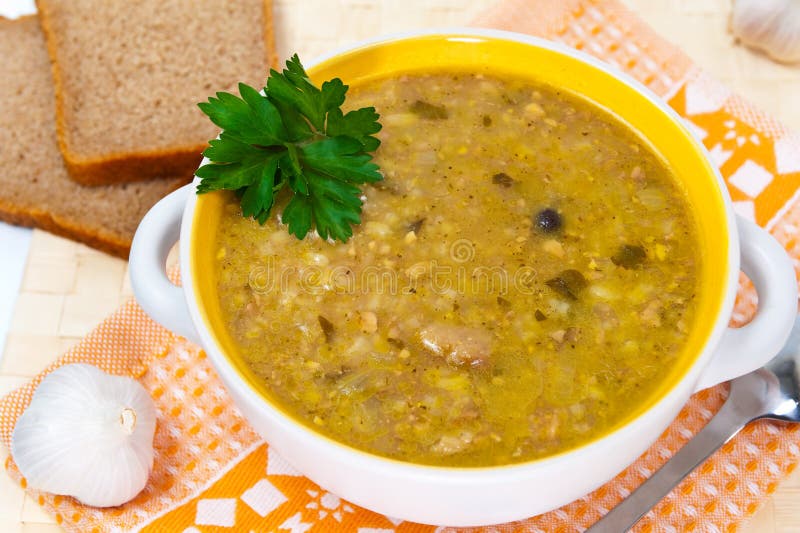 Georgian Soup with Meat and Rice Stock Photo - Image of yummy, gourmet ...
