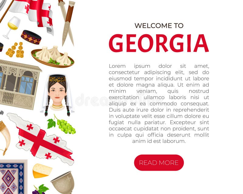 Georgian Traditional Symbol and Object Banner Design Vector Template ...