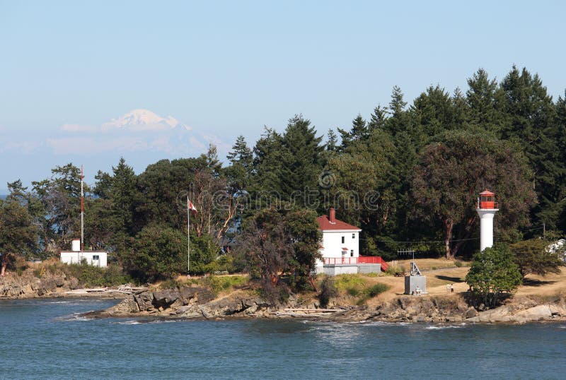 Georgina Point Lighthouse and Mount Baker Stock Photo - Image of ...
