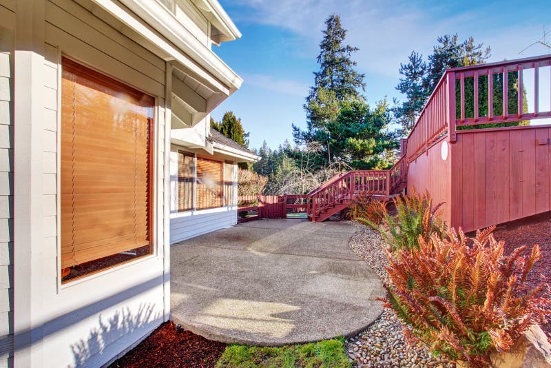 Georgous large back patio. stock photo. Image of deck - 55922524