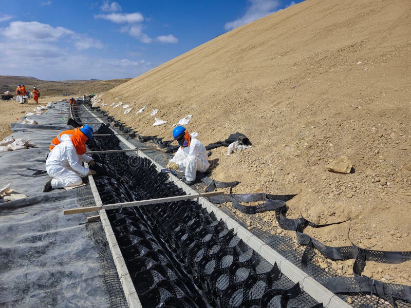 Geosynthetic Installation Process Construction Storm Drains Mine Fills ...