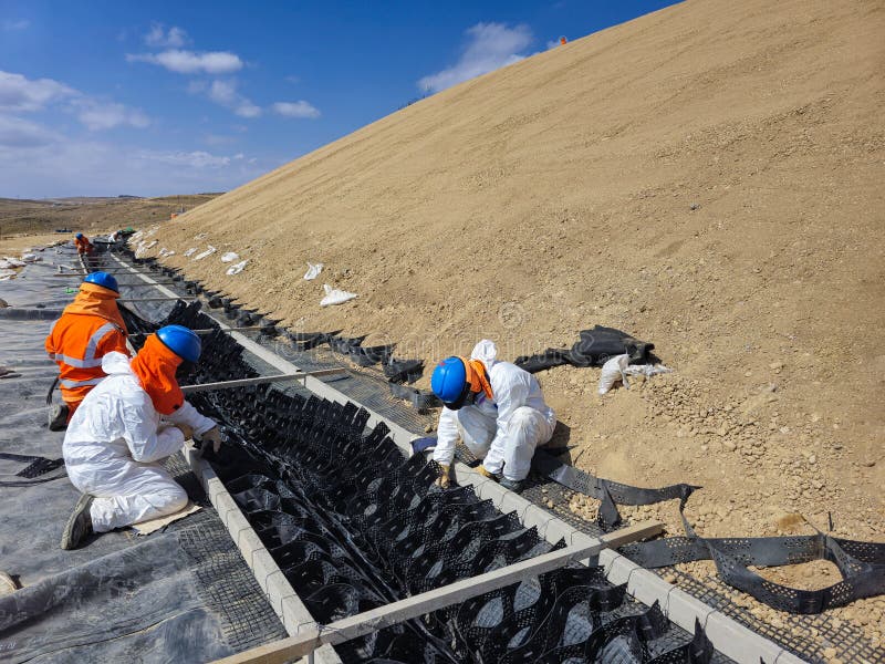 Geosynthetic Installation Process Construction Storm Drains Mine Fills ...