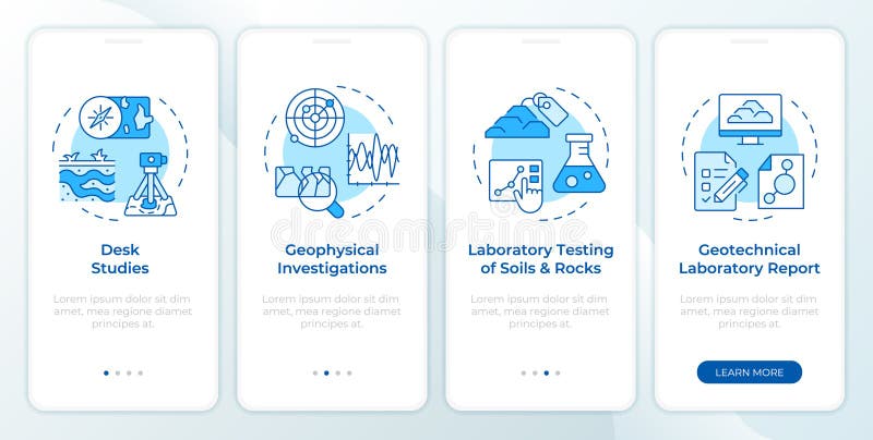 Geotechnical Investigation Blue Onboarding Mobile App Screen Stock ...