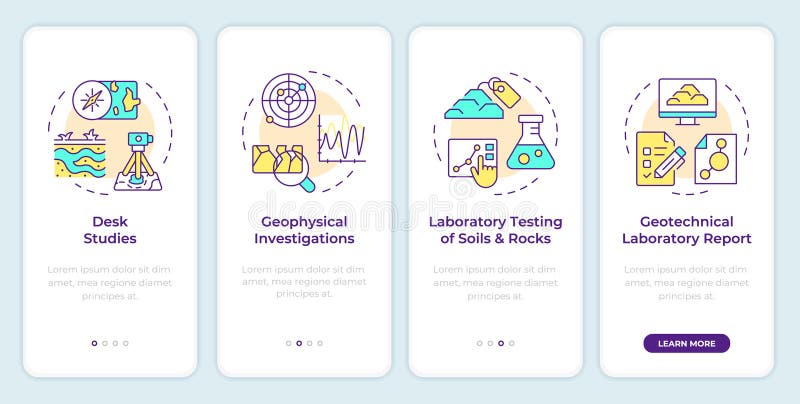 Geotechnical Investigation Onboarding Mobile App Screen Stock Vector ...