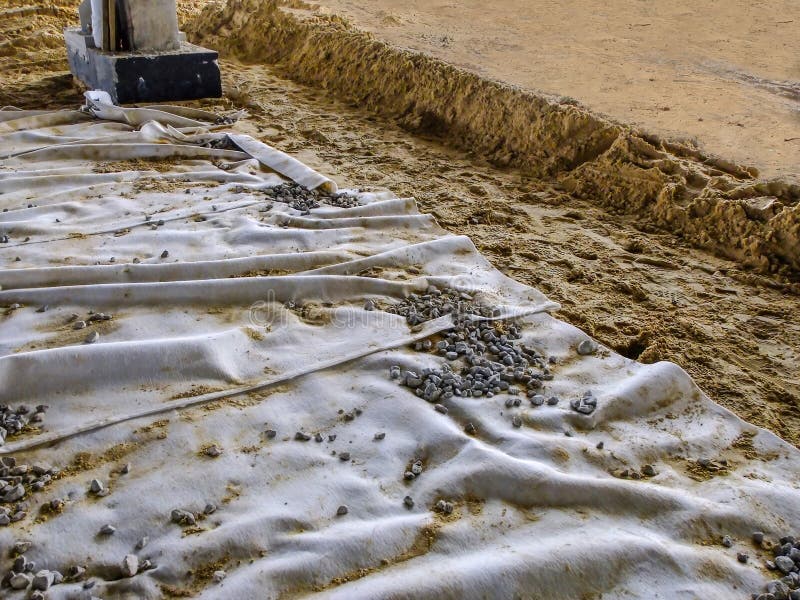 Geotextile Foundation Layer on Sand for Concrete Floor Construction ...
