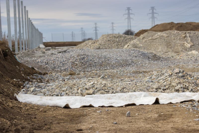 Geotextile Used in Road Construction Stock Image - Image of backdrop ...