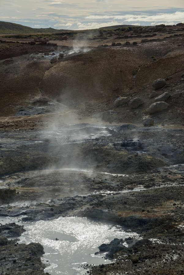Geothermal Area with Mud Volcano Stock Image - Image of landscape ...