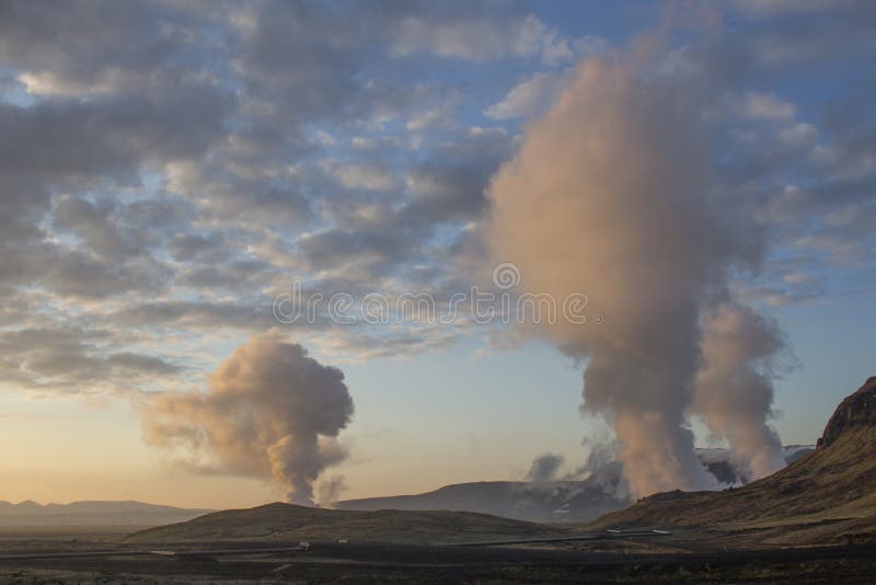 Geothermal Area Near Reykjavik Stock Image - Image of geothermal, road ...