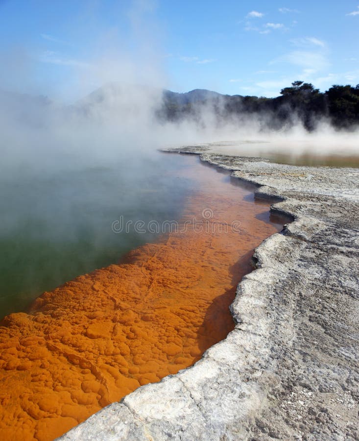 Champagne Pool, Waiotapu, New Zealand Stock Image - Image of steaming ...
