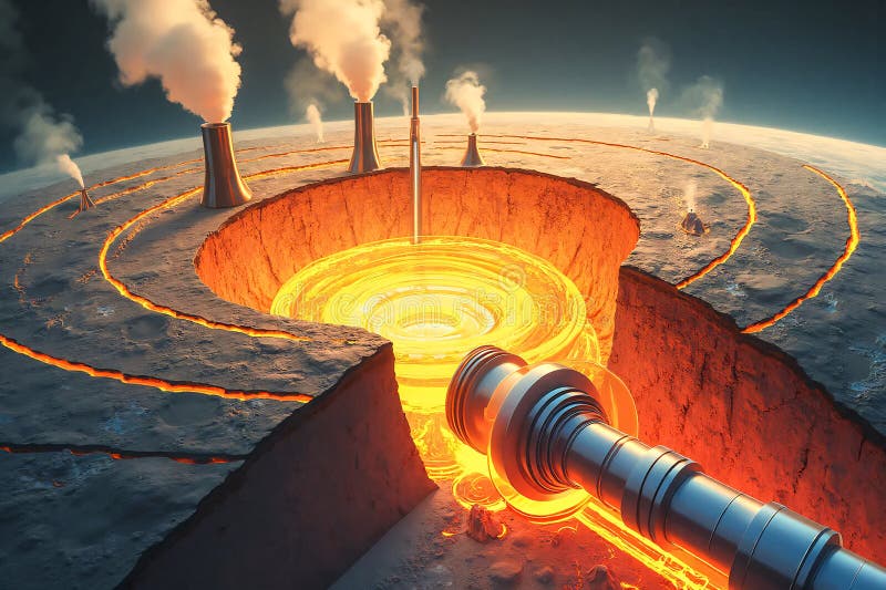 Geothermal Energy Concept. Extraction of Thermal Energy from the Earth ...