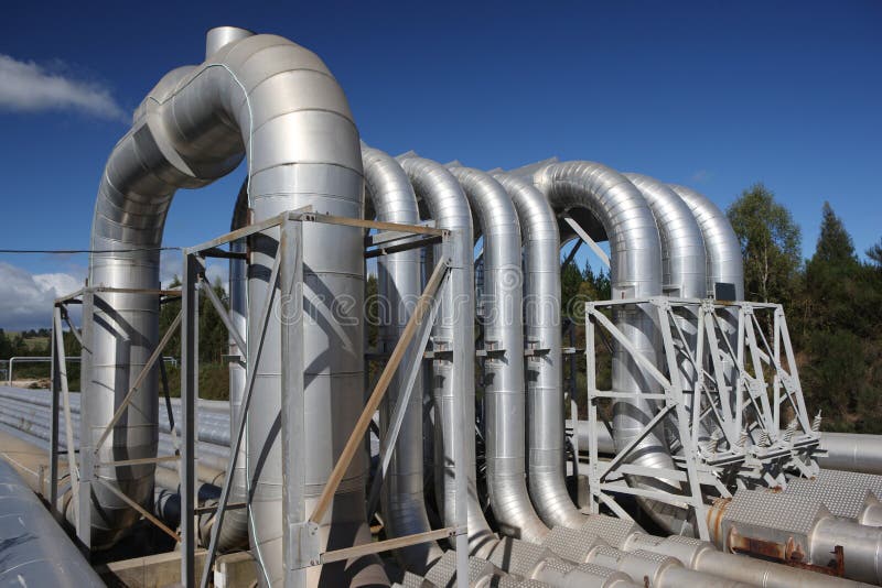 Geothermal Energy Steam Pipes Stock Image - Image of closeup, facility ...