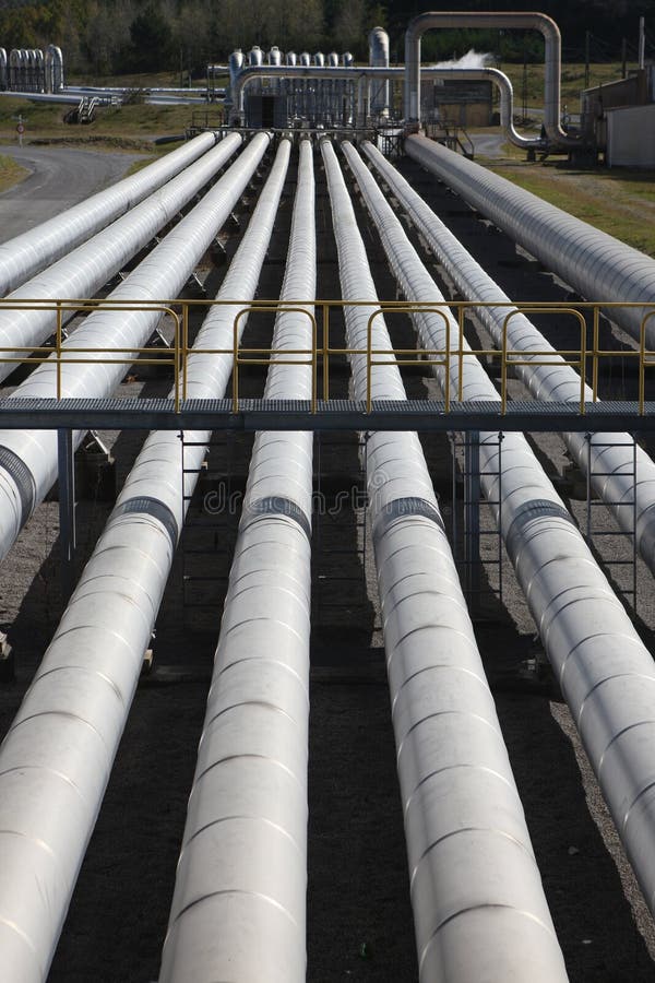 Geothermal Energy Steam Power Pipes Stock Image - Image of steel, metal ...