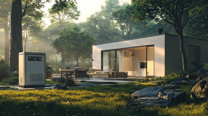 Geothermal Generator in Modern Suburban Setting Rendered in 8K Stock ...