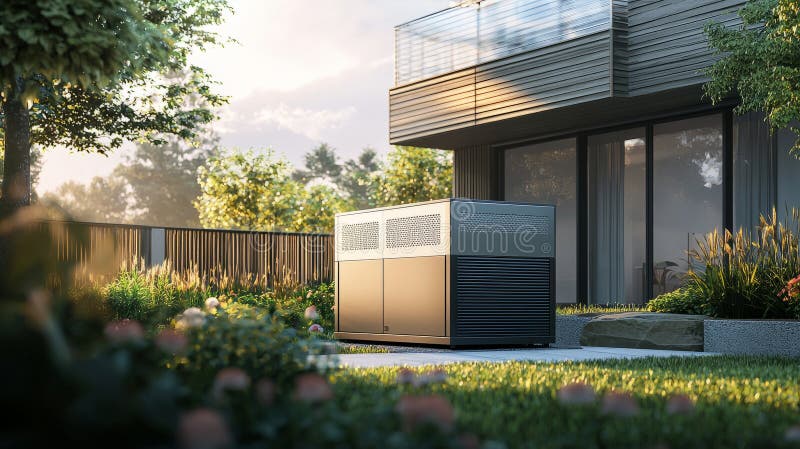 Geothermal Generator in Modern Suburban Setting Rendered in 8K Stock ...