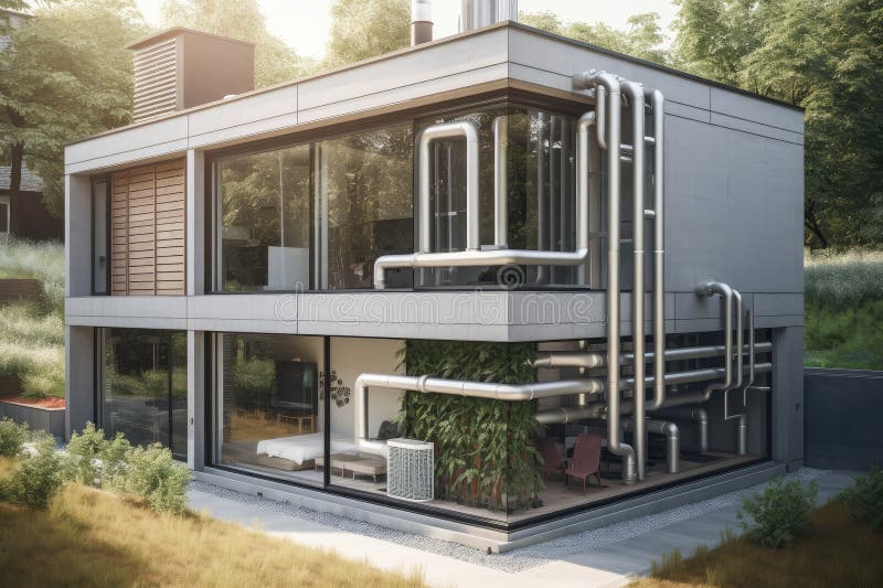 Geothermal Heating and Cooling System Installed in a Modern Home with ... Geothermal Heating and Cooling System Installed in a Modern Home with ...