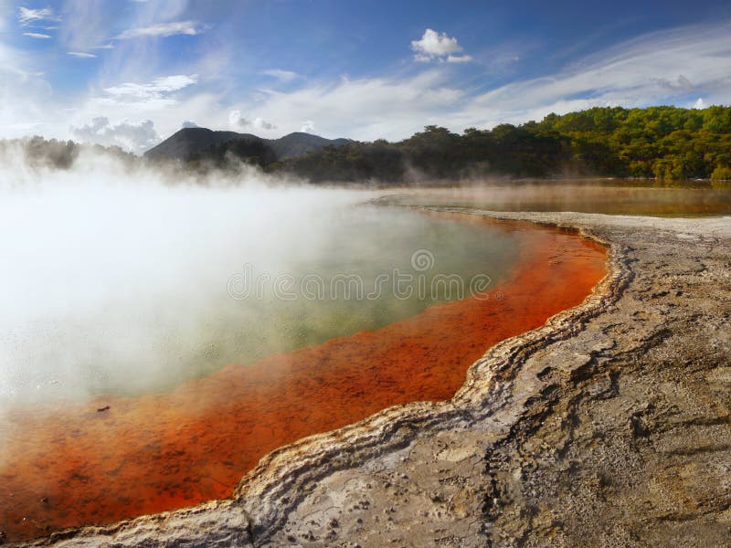 Geothermal Hot Springs, Colorful Volcano Lake Stock Photo - Image of ...