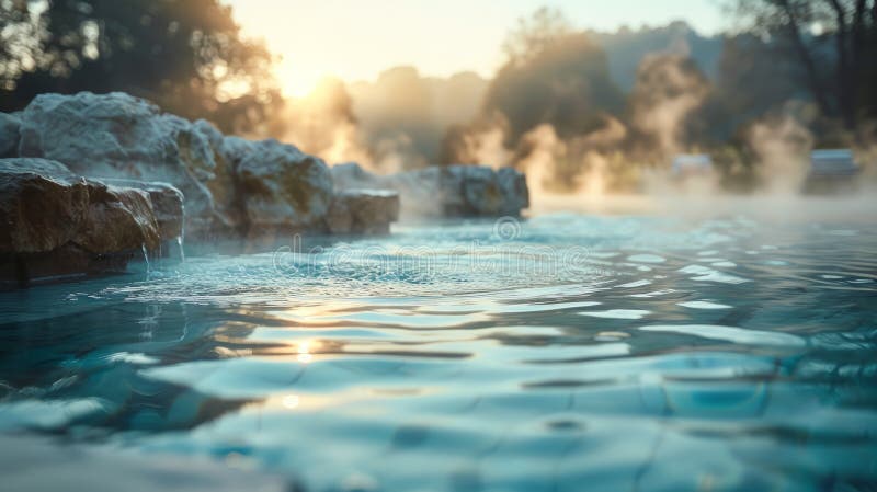 Geothermal Hot Springs at Sunrise Stock Image - Image of water ...