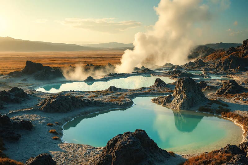 Geothermal Landscape. Hot Earth Surface Stock Illustration ...