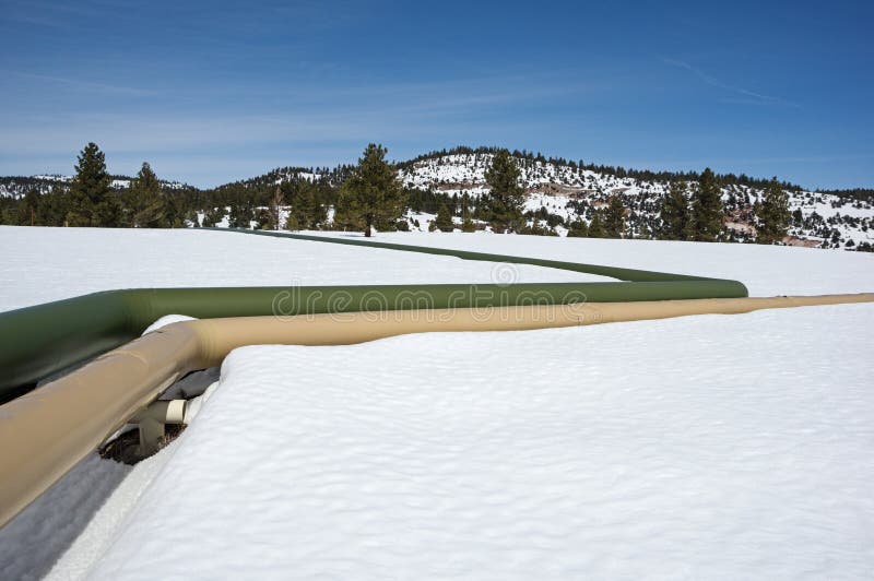 Geothermal Pipes stock photo. Image of snowy, pipeline - 272817870