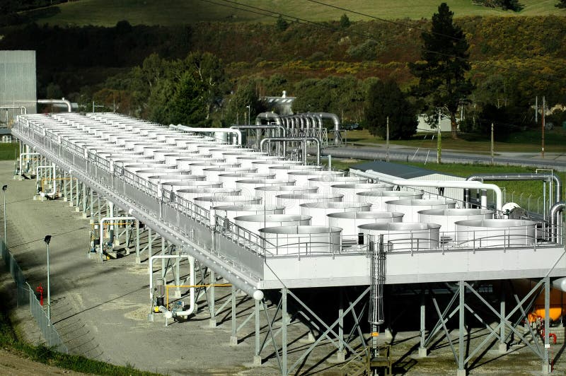 Geothermal Power Cooling Tanks Stock Photo - Image of generation, vats ...
