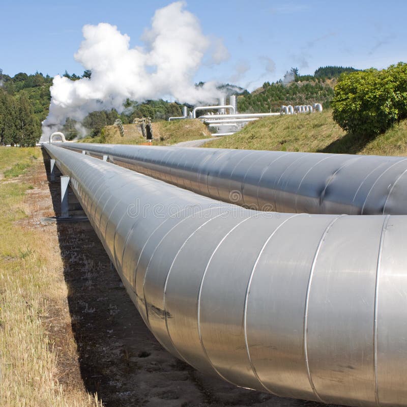 Geothermal Power Plant Pipeline Stock Image - Image of plant ...