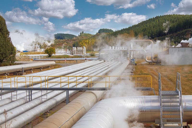 Geothermal Power Plant Pipeline Stock Image - Image of plant ...
