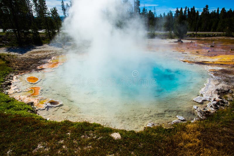 Geothermal in Yellowstone Park Stock Photo - Image of water, reflection ...