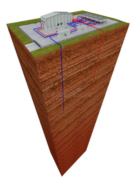 Geothermal System with Cutting through the Earth Stock Illustration ...