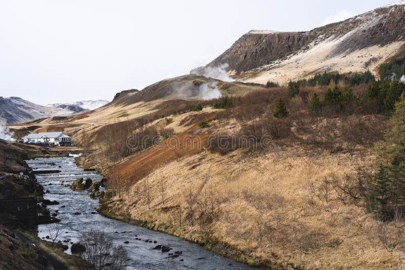 Geothermal Valley in Iceland Stock Photo - Image of landscape, lighting ...
