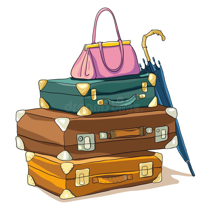 Frau setzt den Koffer vektor abbildung. Illustration von jahre - 53155201