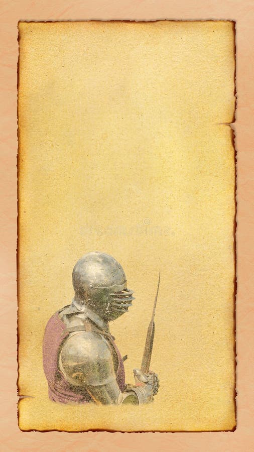 Gepanzerter Ritter Mit Streitaxt - Retro- Postkarte Stockbild - Bild ...