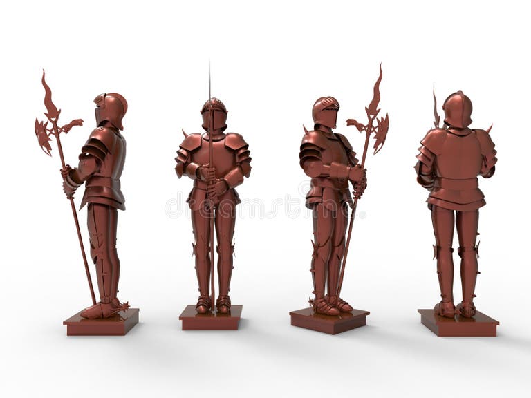 Gepanzerter Ritter - Vier Ansichten Stock Abbildung - Illustration von ...