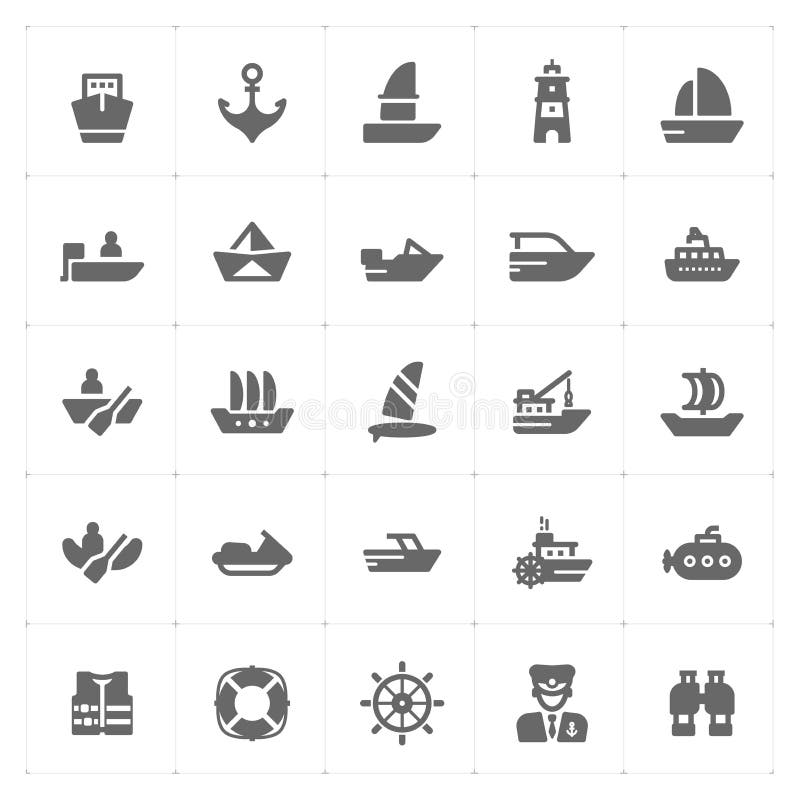 Geplaatst Pictogram - De Boot En Het Schip Vulden Pictogram Vector ...