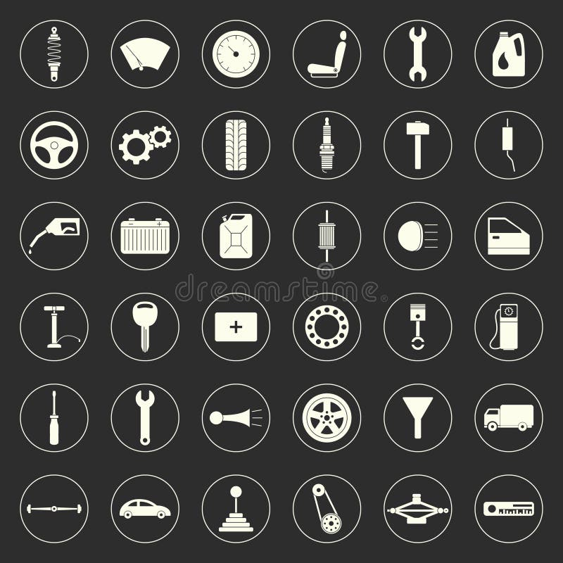 Set Pictogrammen Voor Autogarages Vector Illustratie - Illustration of ...