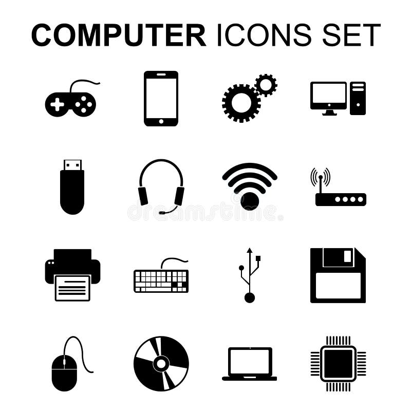 Geplaatste De Pictogrammen Van De Computer De Symbolen Van Het ...