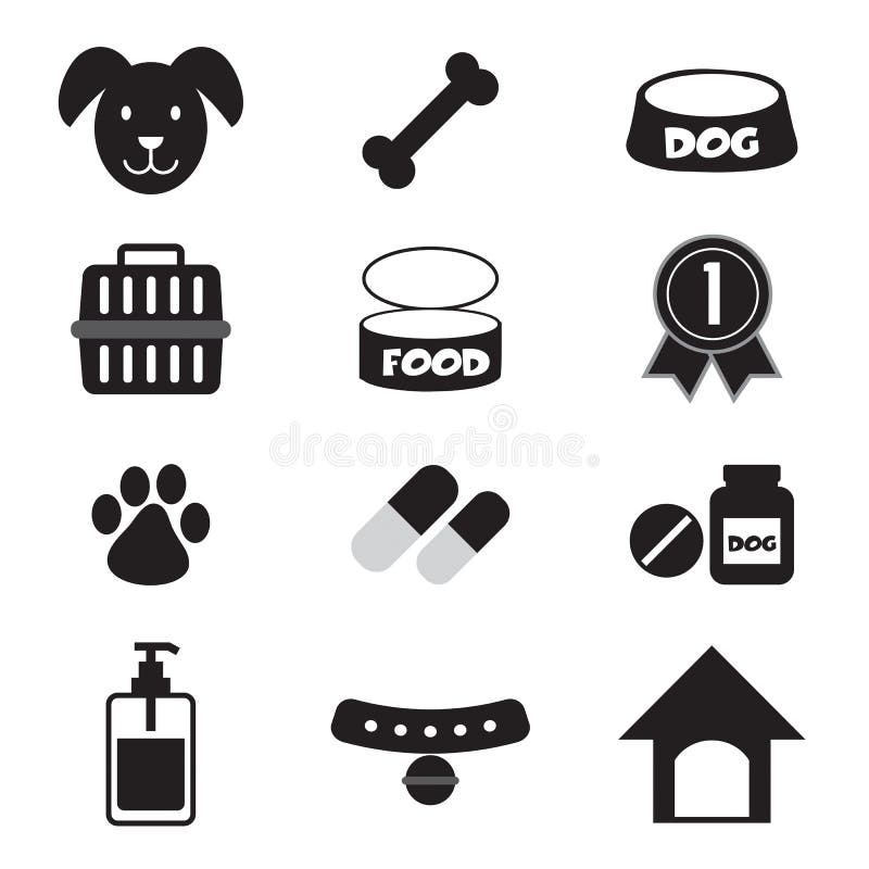 Geplaatste De Pictogrammen Van De Hond Vector Illustratie ...
