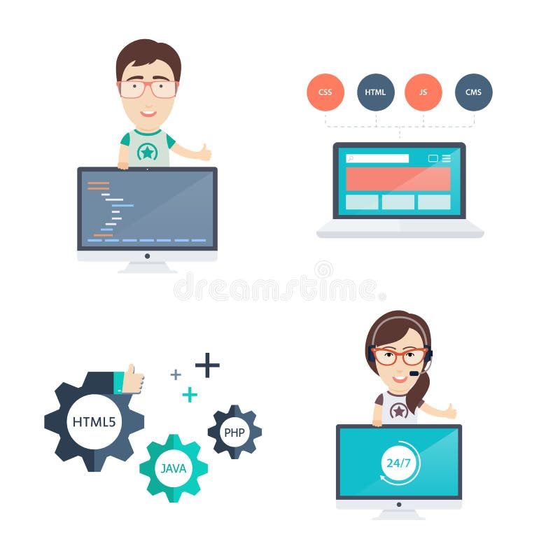 Geplaatste De Pictogrammen Van De Webontwikkeling Vector Illustratie ...