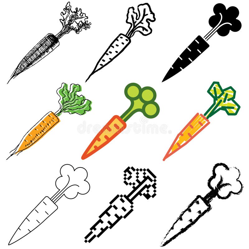 Set met wortel-iconen vector illustratie. Illustration of silhouet ...