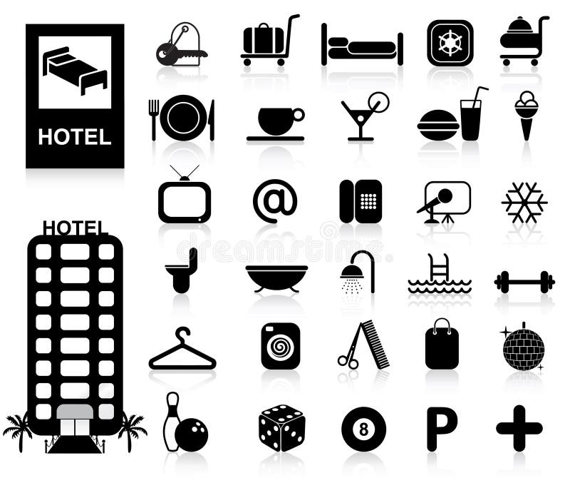 Geplaatste De Pictogrammen Van Het Hotel Vector Illustratie ...
