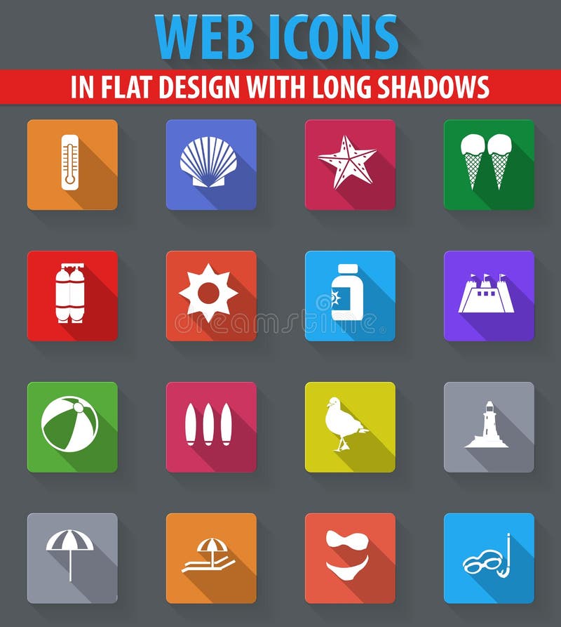 Geplaatste De Pictogrammen Van Het Strand Vector Illustratie ...