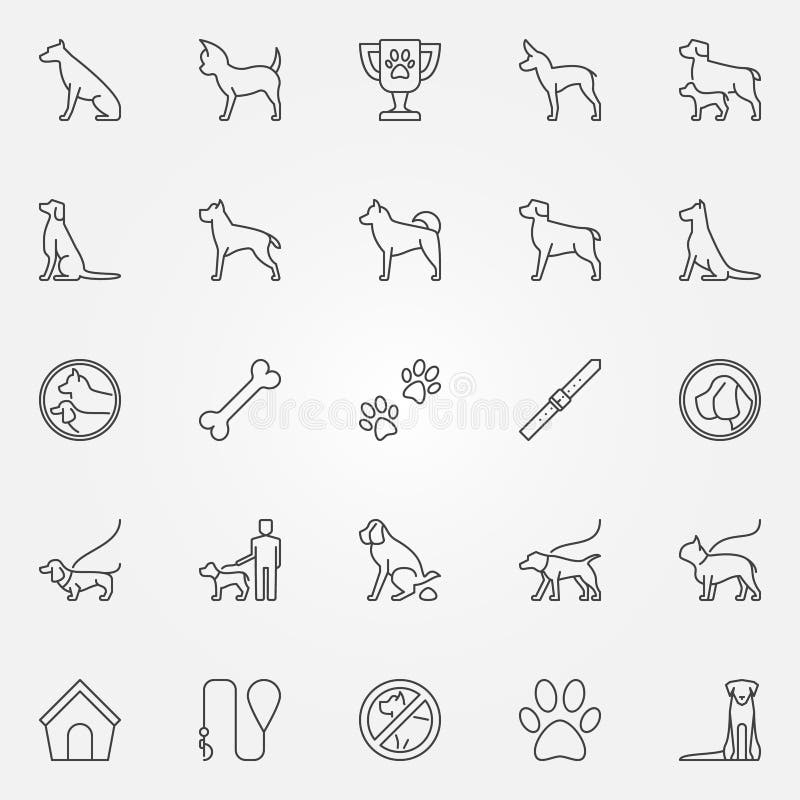 Geplaatste De Pictogrammen Van De Hond Vector Illustratie ...