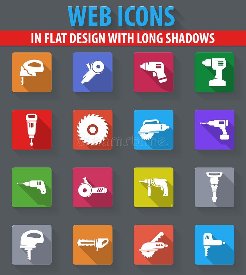 Geplaatste De Pictogrammen Van Machtshulpmiddelen Vector Illustratie ...