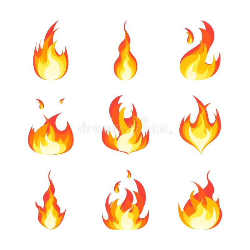 Geplaatste De Vlammen Van De Beeldverhaalbrand Vector Vector ... Geplaatste De Vlammen Van De Beeldverhaalbrand Vector Vector ...