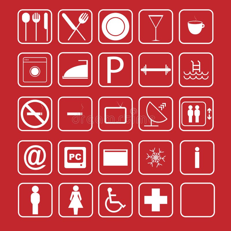 Geplaatste Het Pictogram Van Het Hotel - Vector Vector Illustratie ...